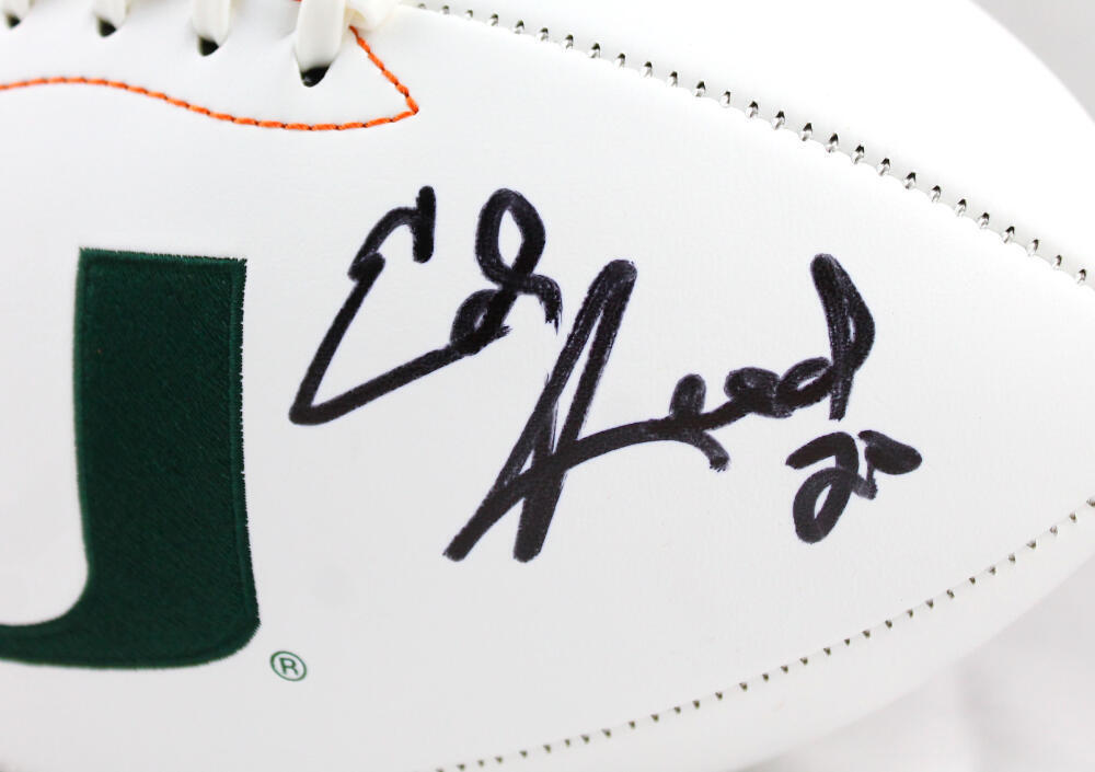 Ed Reed Ray Lewis Autographed Miami Hurricanes Logo Football-Beckett W ...