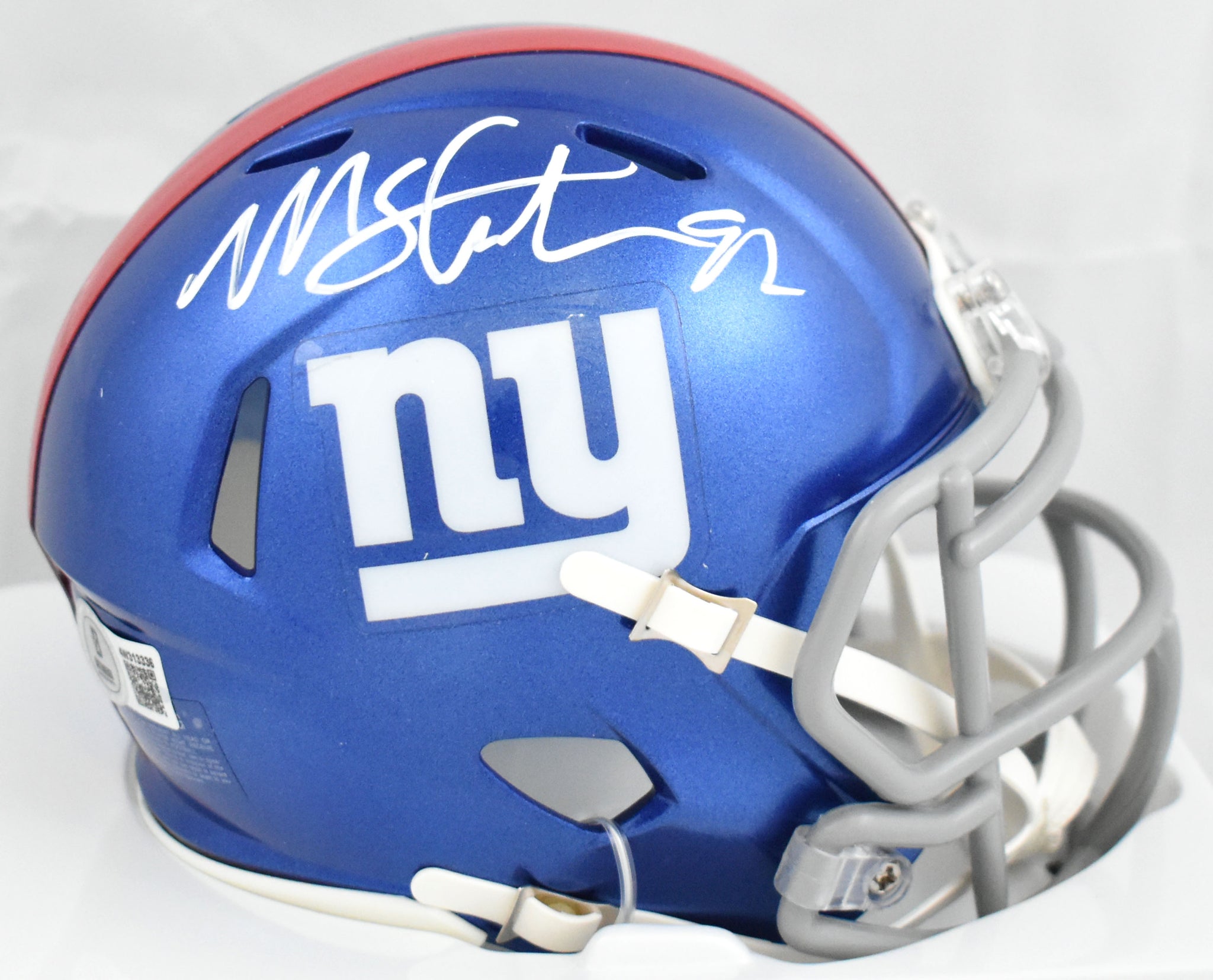 Michael Strahan Autographed New York Giants Speed Mini Helmet - Becket ...