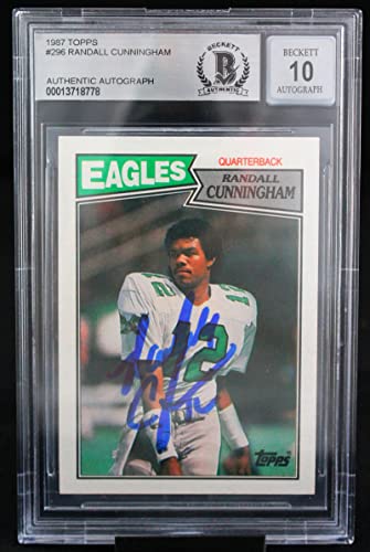 1987 Topps #296 Randall Cunningham Philadelphia Eagles BGS Autograph 1 ...