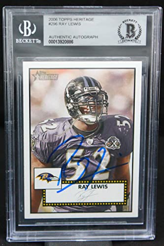 2006 Topps Heritage #296 Ray Lewis Baltimore Ravens BAS Autograph 10 ...