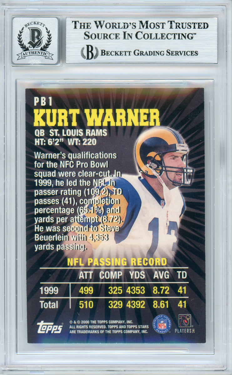2000 Topps Stars Pro Bowl Powerhouse #PB1 Kurt Warner Rams BGS Autogra ...